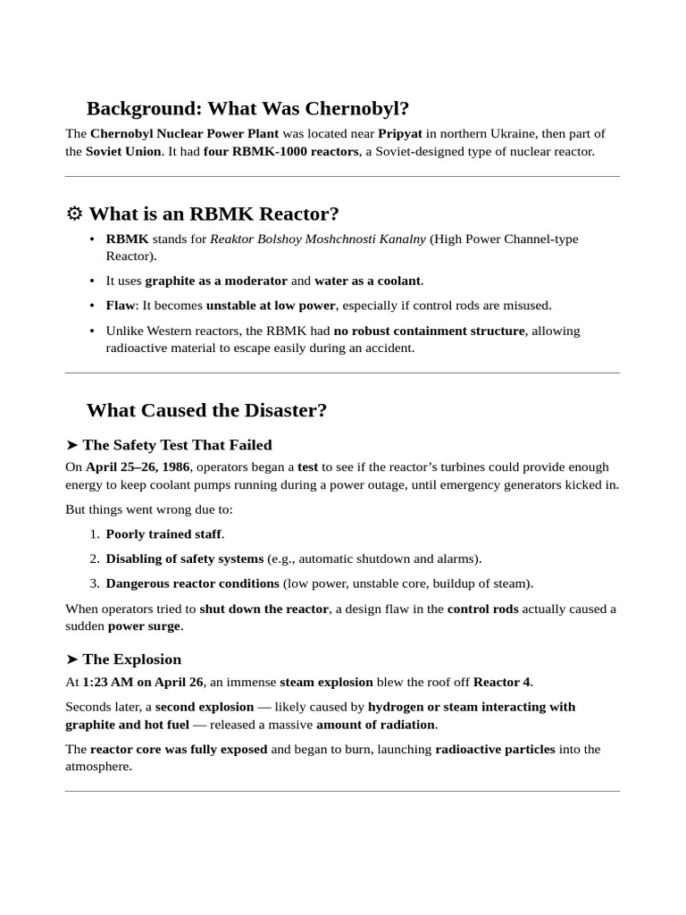 Chernobyl Disaster: Causes and Impact | PDF | Chernobyl Disaster ...