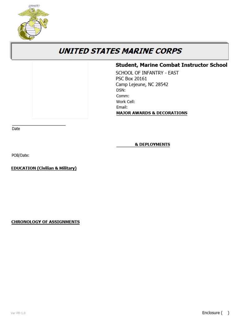 USMC Professional Resume Template | PDF