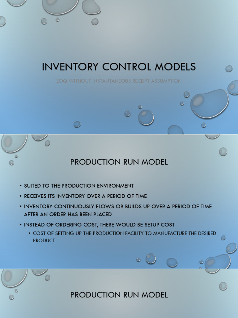 Production Run Inventory Control Models | PDF