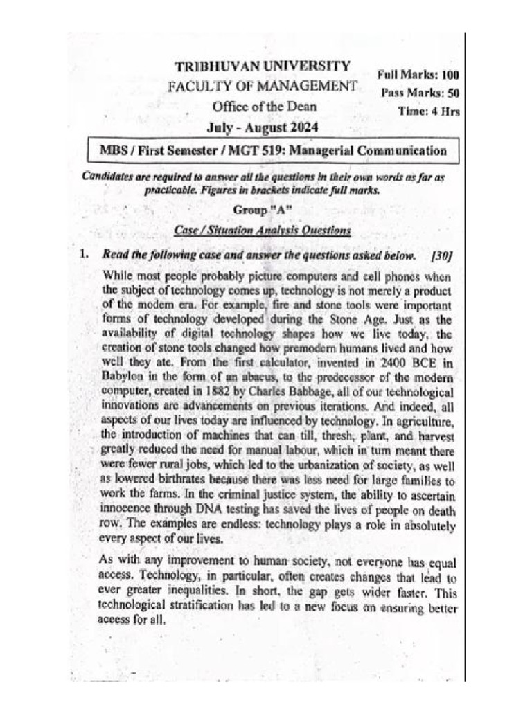 Managerial Communication 2024 Paper | PDF