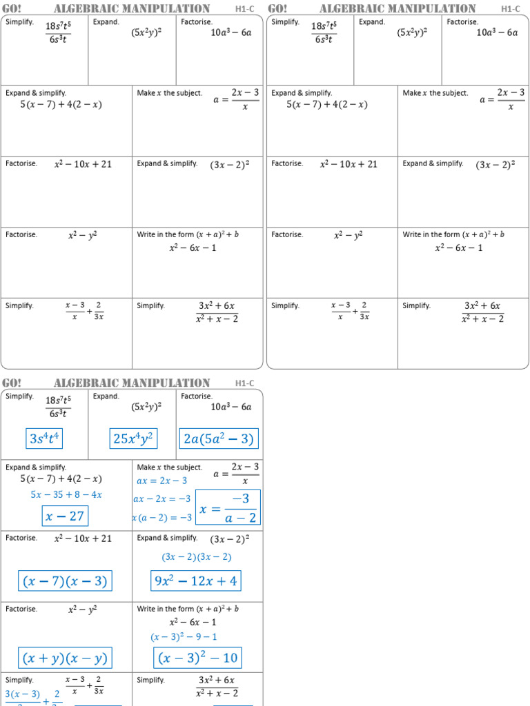 Algebraic Manipulation Techniques | PDF | Algebra | Mathematics