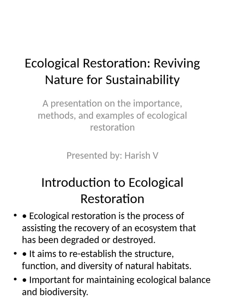 Ecological Restoration for Sustainability | PDF | Ecological ...