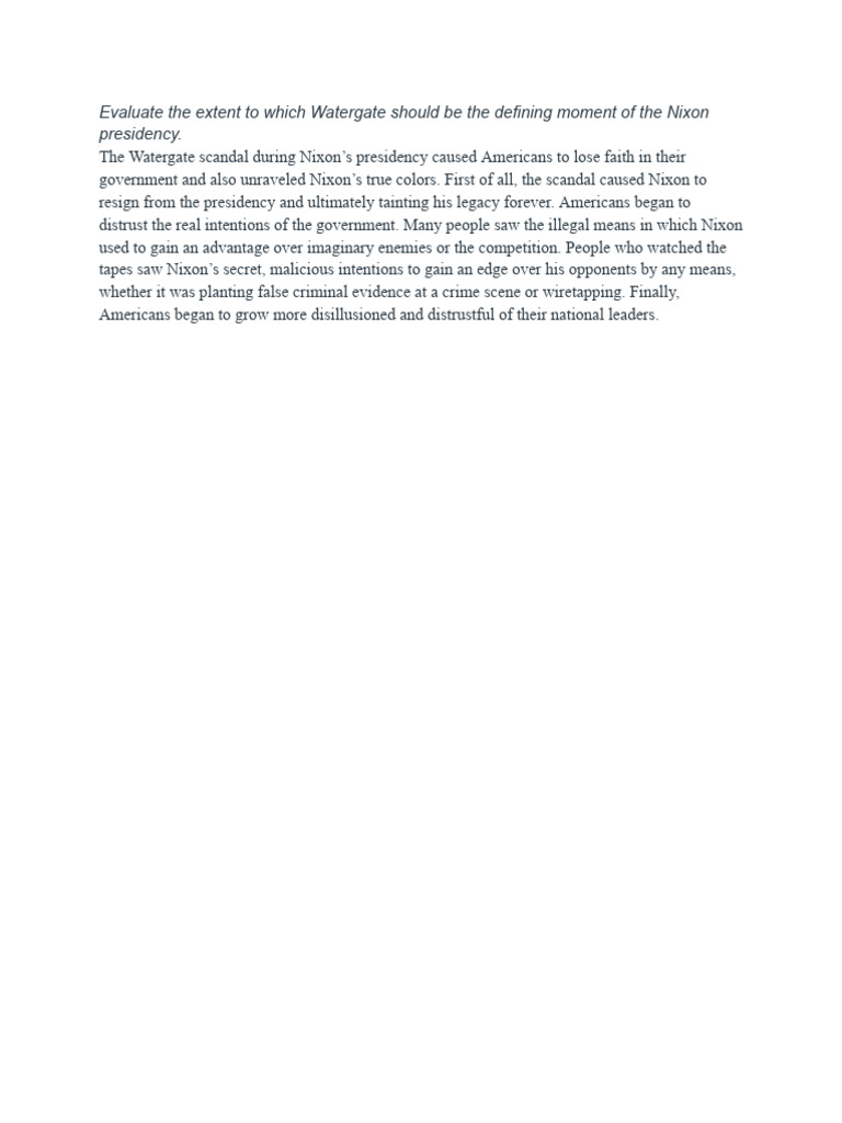 Watergate: Nixon's Defining Scandal | PDF