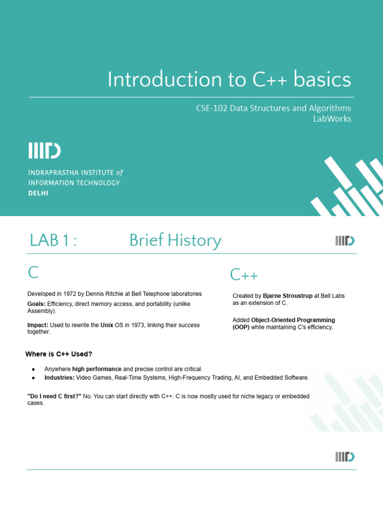 C++ Basics: Introduction and Overview | PDF | C++ | Variable (Computer ...