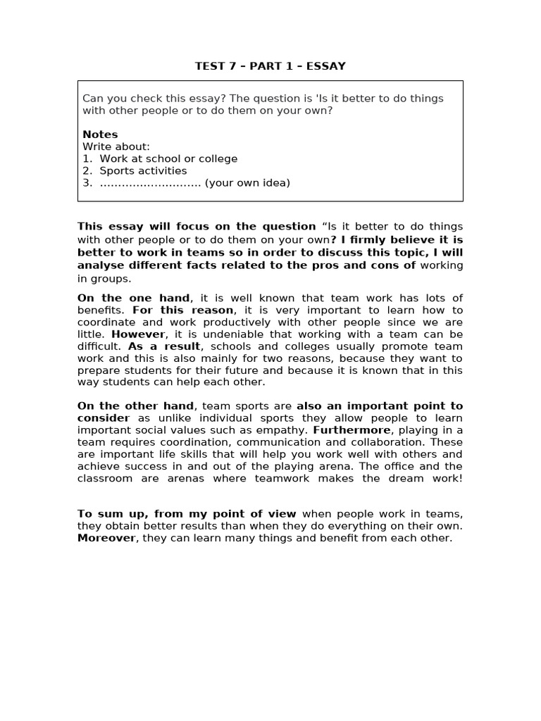 Benefits of Teamwork vs. Solo Work | PDF
