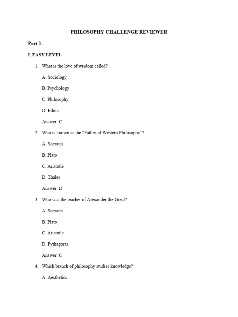 Philosophy Reviewer For Quiz Bee and Such | PDF | Truth | Reason