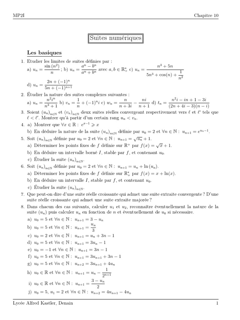 Étude des suites numériques et limites | PDF | Analyse réelle | Objets ...