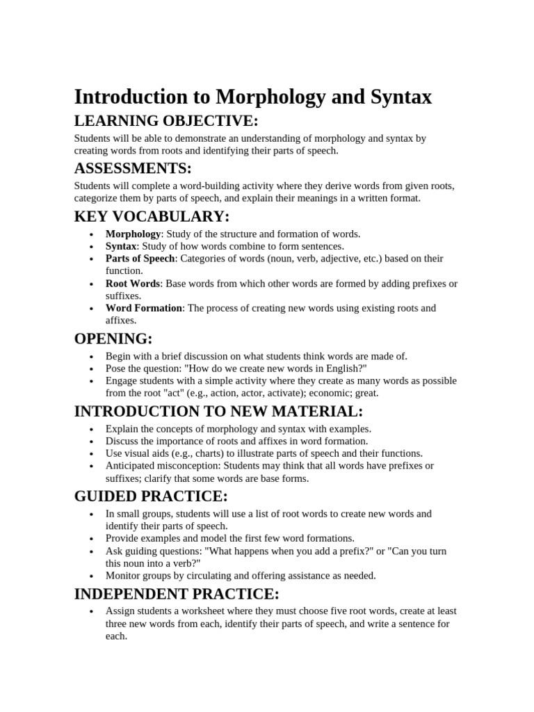 Understanding Morphology and Syntax | PDF | Word | Morphology (Linguistics)