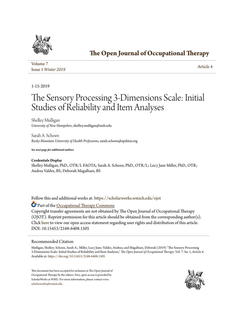 Sensory Processing 3D Scale Reliability Study | PDF | Sensory ...