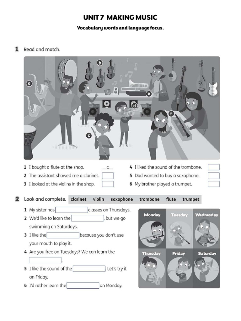 5th Grade UNIT 7 MAKING MUSIC Vocabulary Words | PDF