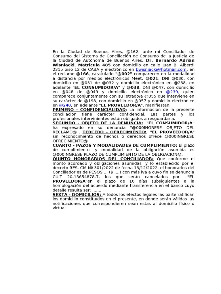 Modelo Acuerdo | PDF