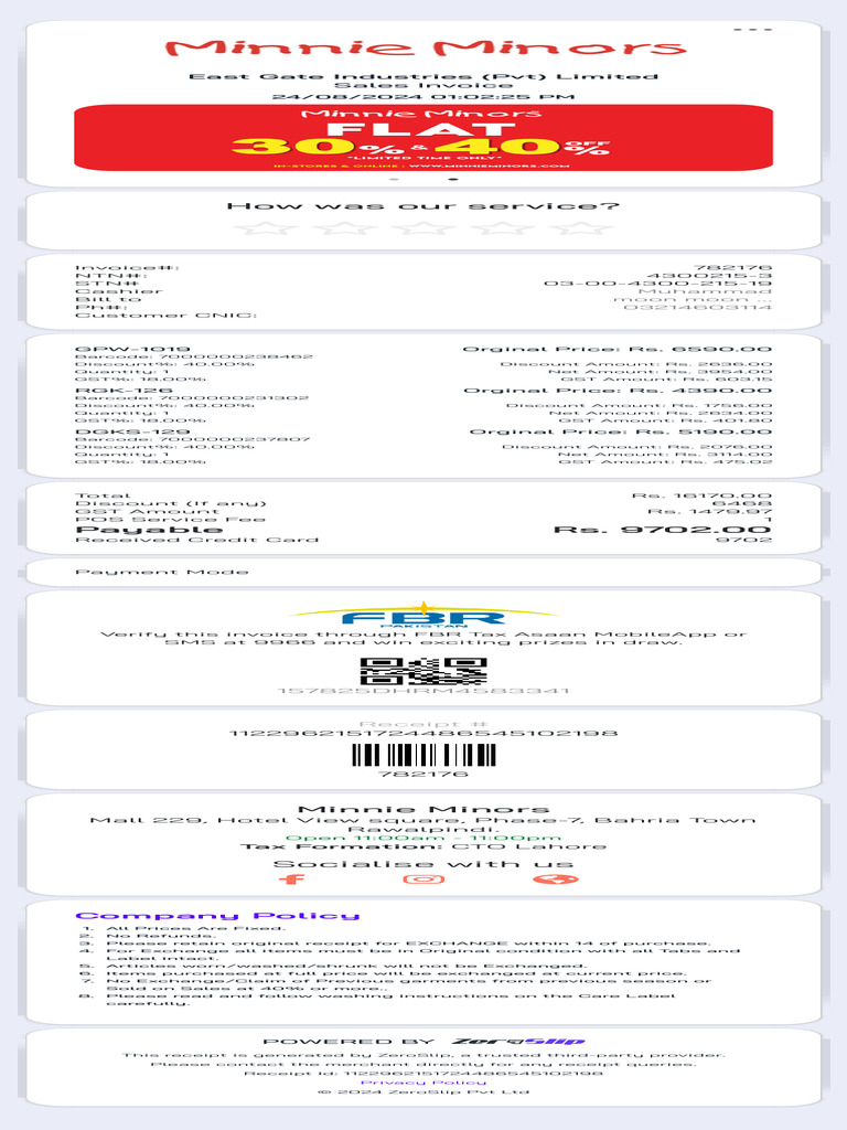Zero Slip | PDF | Receipt | Value Added Tax