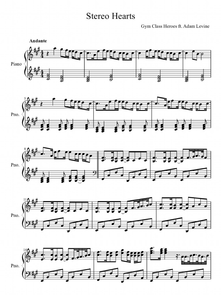 Stereo Hearts Music Sheet
