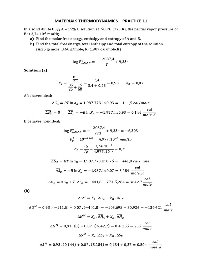 Practice 11 | PDF | Gibbs Free Energy | Enthalpy
