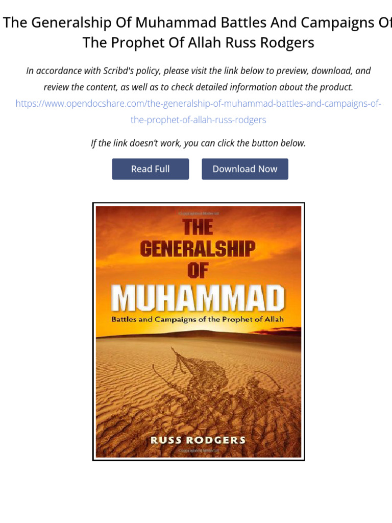 The Generalship Of Muhammad Battles And Campaigns Of The Prophet Of ...