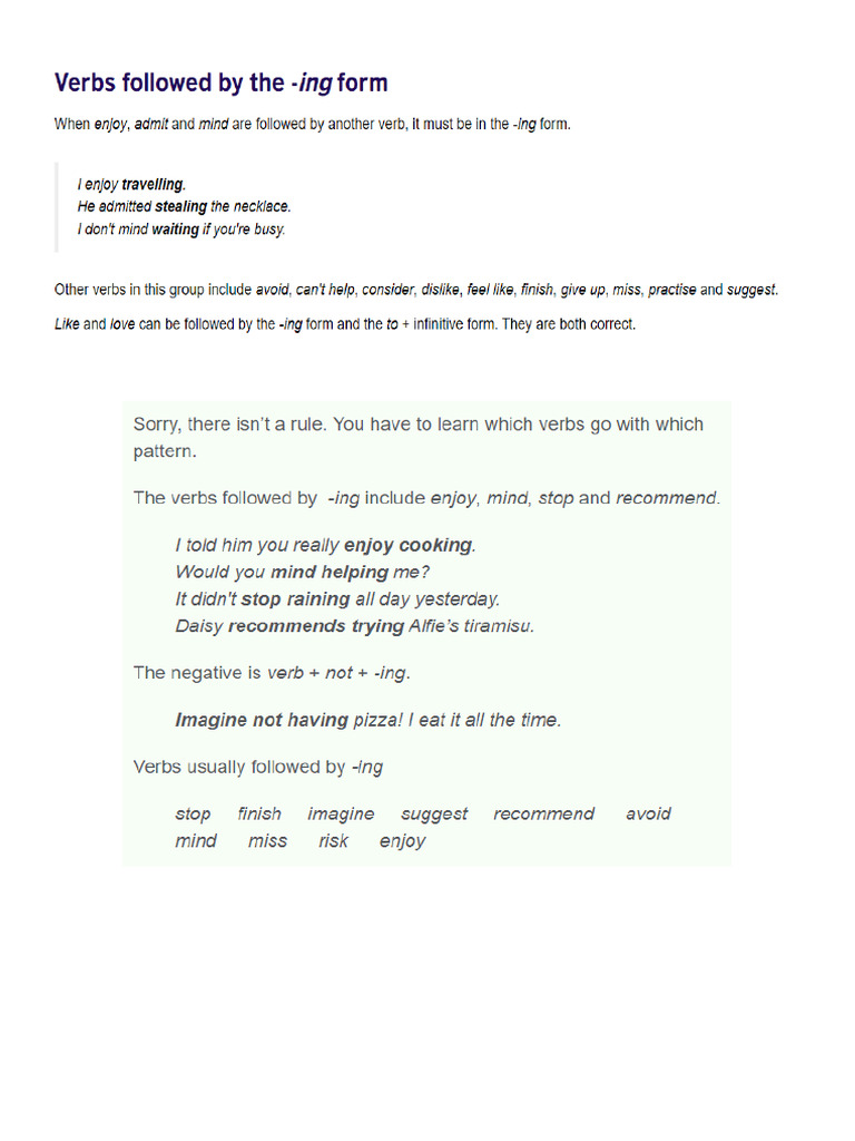 Teoria Verbs Followed by Ing | PDF