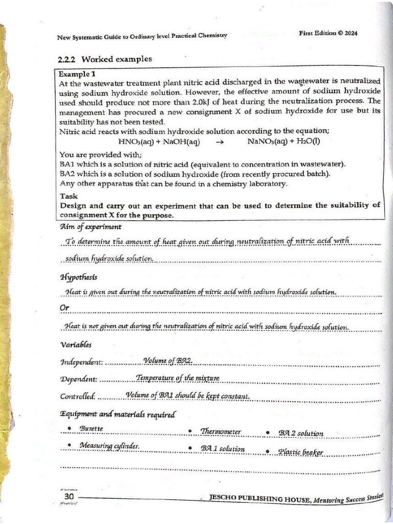 Chem Sample Practical Questions | PDF