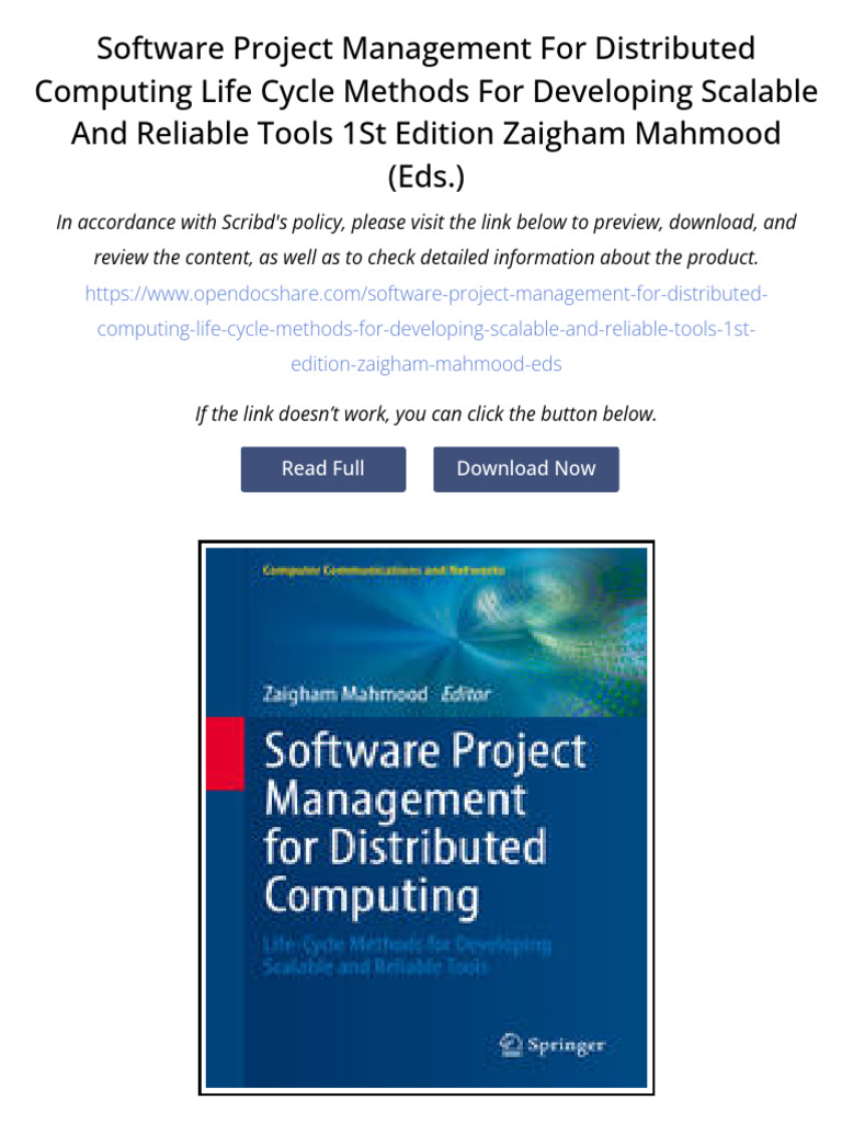 Software Project Management for Distributed Computing Life Cycle Methods for Developing Scalable ...
