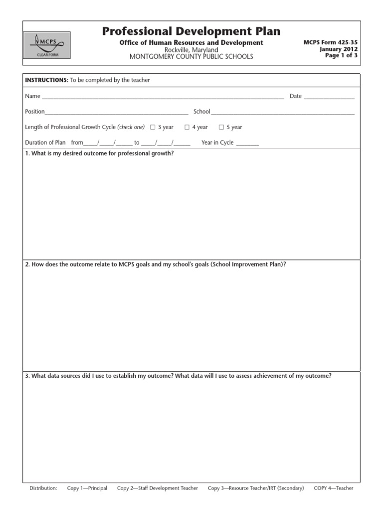 Teacher Professional Development Plan | PDF | Teachers | Curriculum