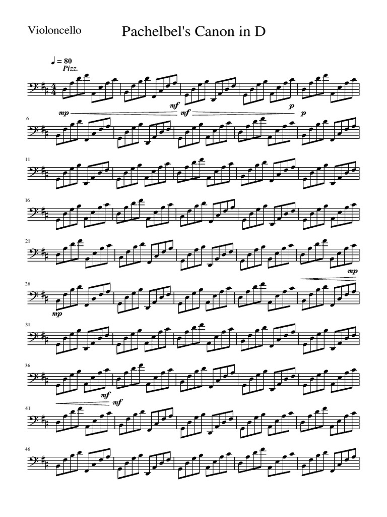 Pachelbel s Canon in D - Violin Viola Cello-Violoncello | PDF ...