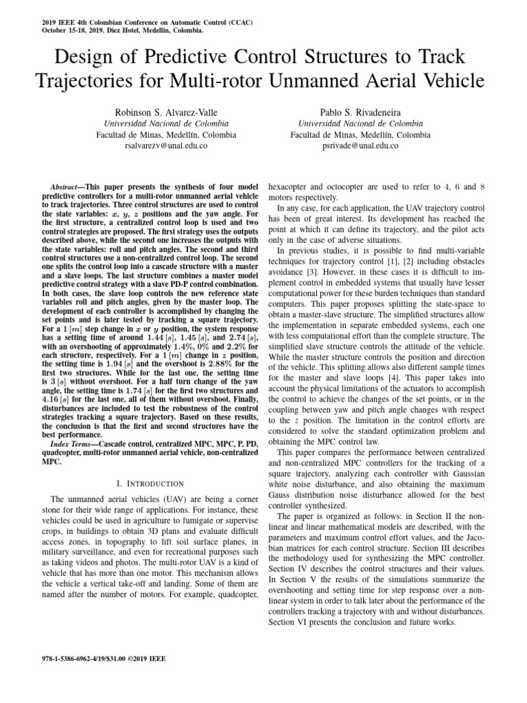 Design of Predictive Control Structures to Track Trajectories for Multi ...