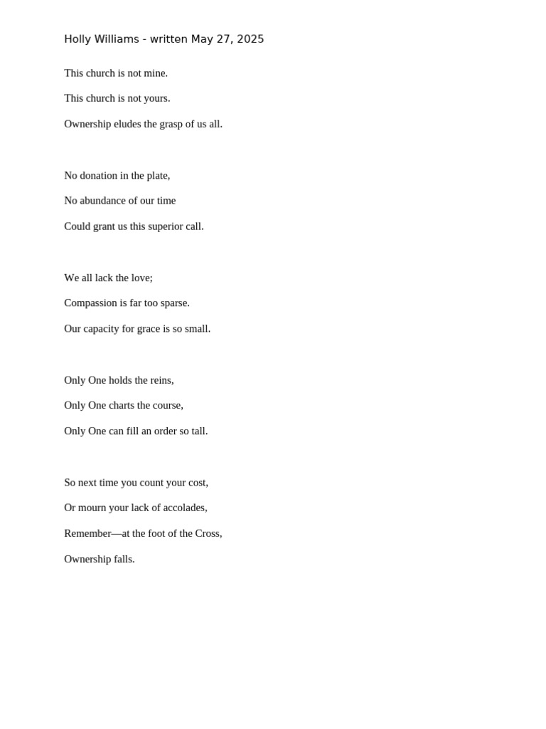 This Church Is Not Mine Poem | PDF