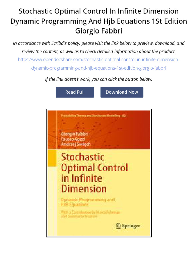 Stochastic Optimal Control in Infinite Dimension Dynamic Programming ...