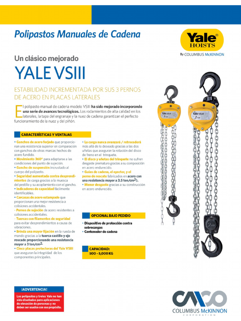 Polipasto Manual Servicio Ligero Mod. Vsiii | PDF