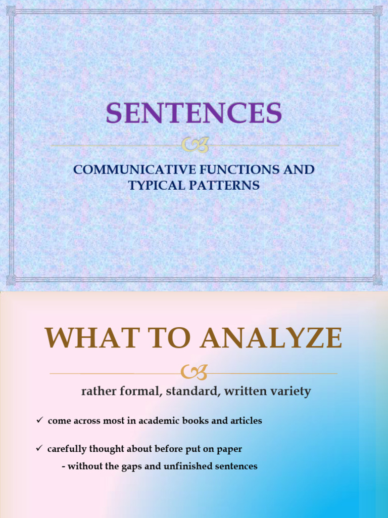 Analyzing Sentence Patterns and Functions | PDF | Verb | Subject (Grammar)