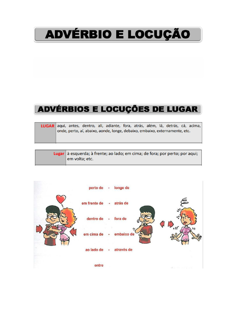 Advérbio e Locução de Lugar | PDF