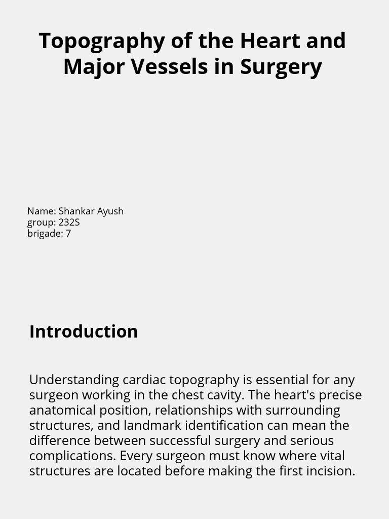 Topography of the Heart and Major Vessels In | PDF | Coronary ...