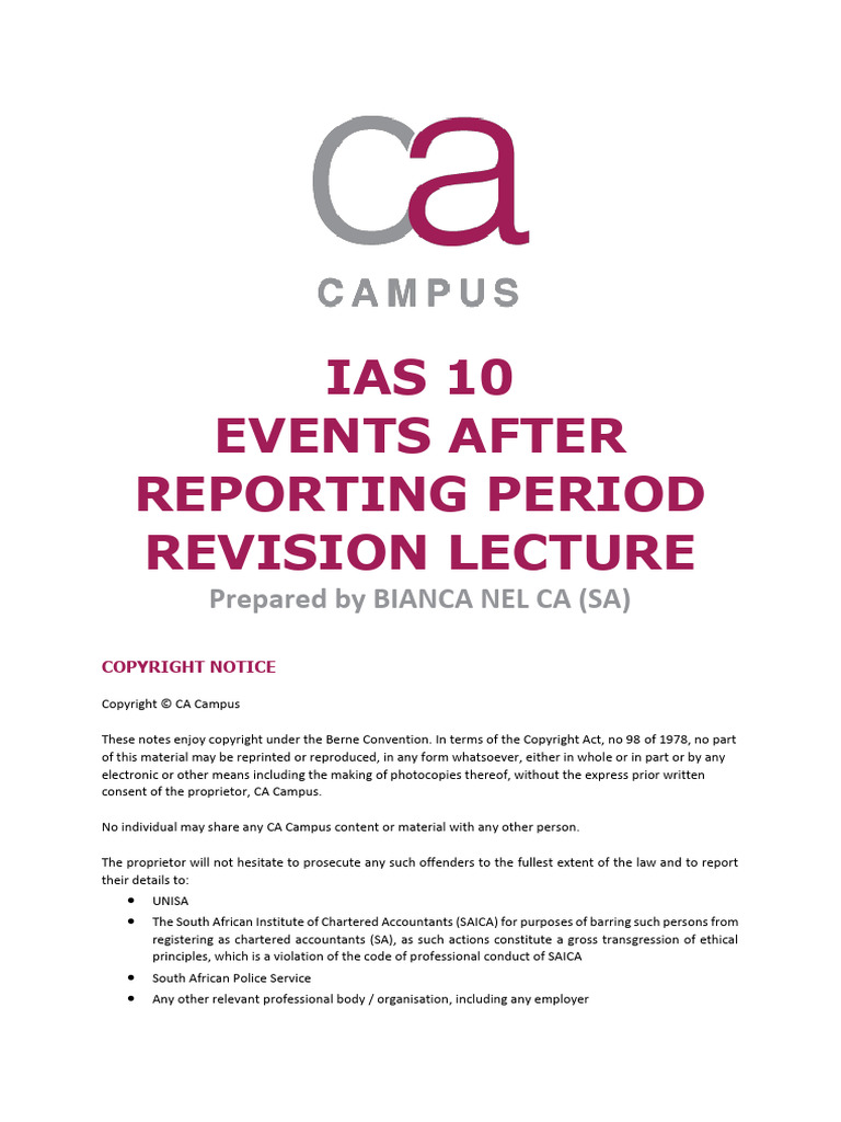 IAS 10 Events After Reporting Period Guide | PDF | Going Concern | Dividend