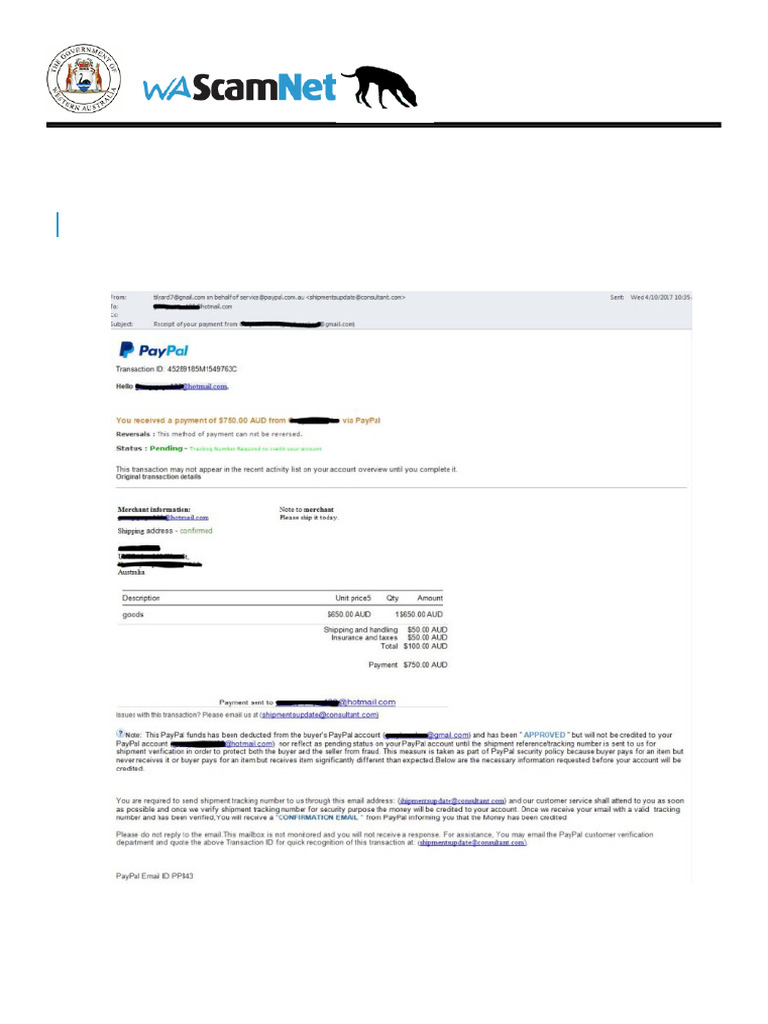 Scam Types-Buying or Selling-Classified Scams-Fake PayPal Receipt.htm | PDF