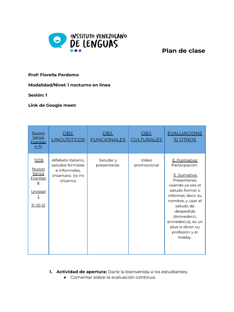 Plan de Clase - 11 - 09 | PDF | Lingüística | Comunicación humana