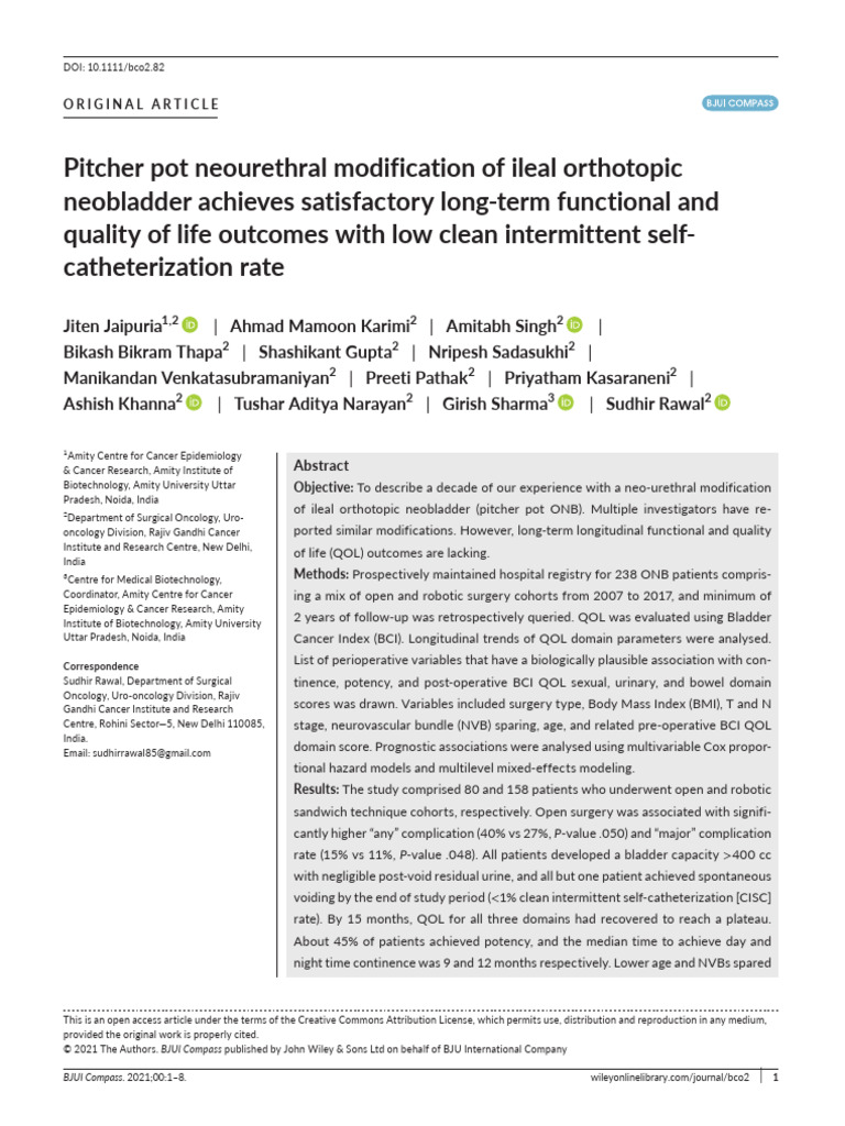 bjui neobladder paper | PDF | Medical Specialties | Clinical Medicine