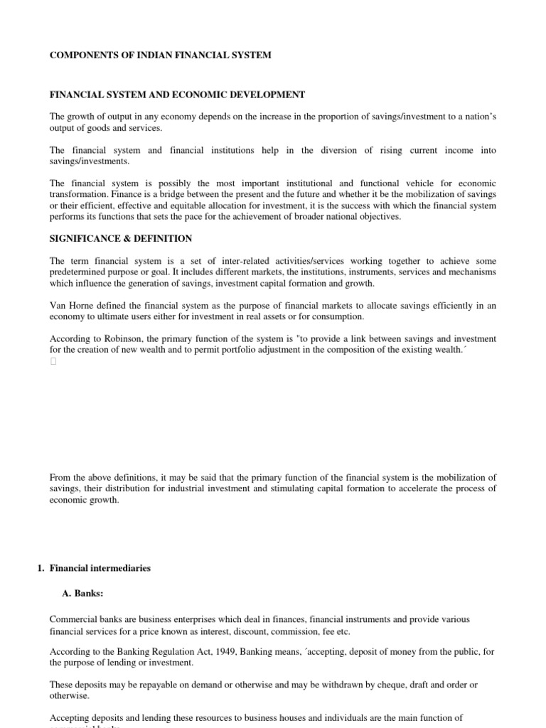 Components of the Indian Financial System | PDF | Securities (Finance ...