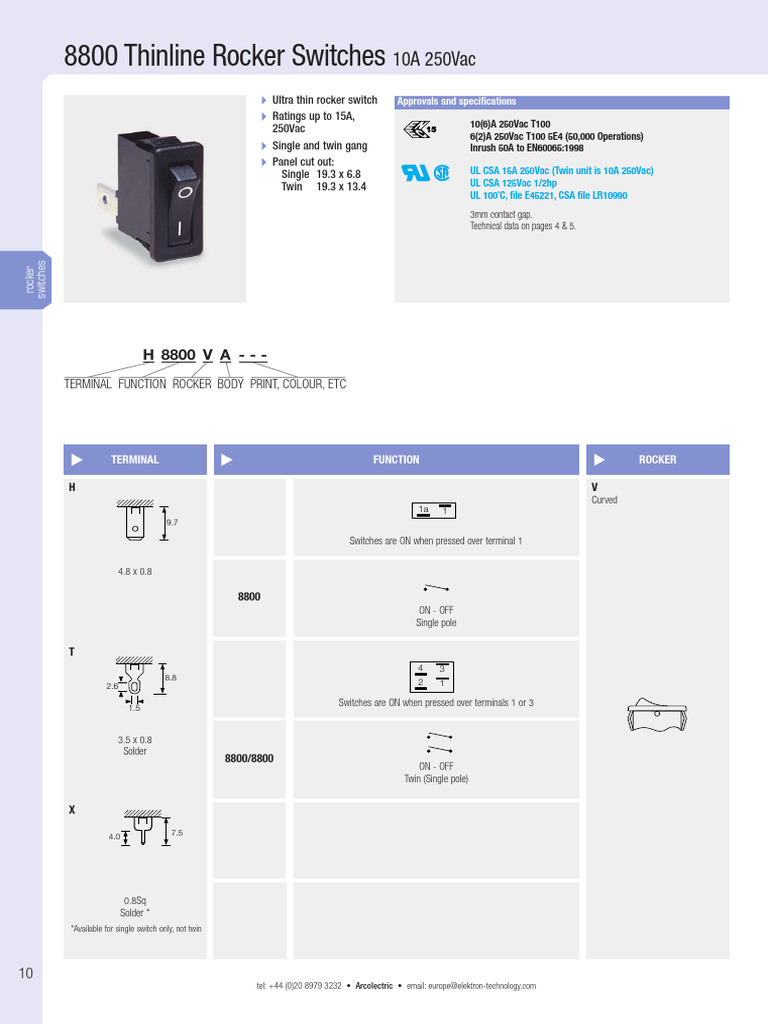 Arcolectric Interruptores DataSheet | PDF | Switch | Printed Circuit Board