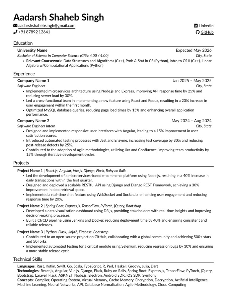 SWE Resume Template | PDF | Ruby On Rails | Python (Programming Language)