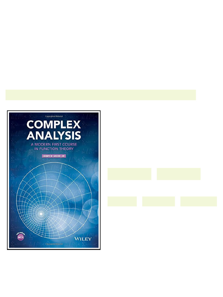 (Ebook) Complex Analysis: A Modern First Course in Function Theory by Jerry R. Muir ISBN ...