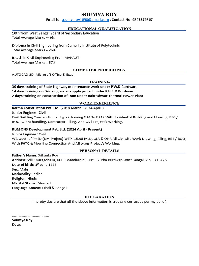 Soumya Roy Resume | PDF