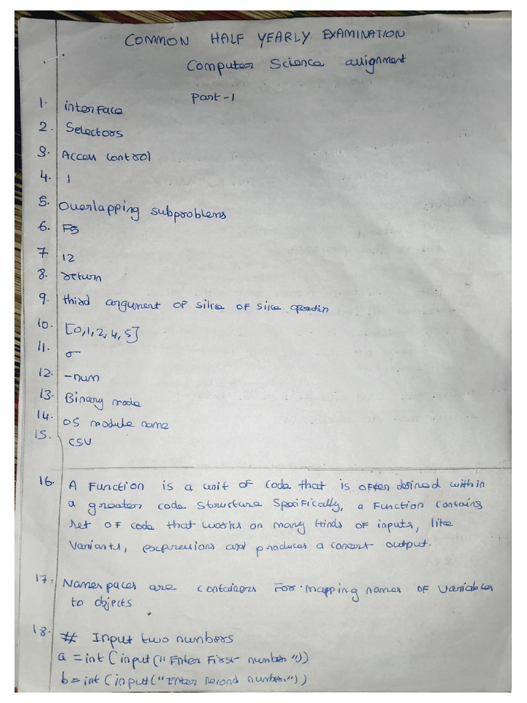 Half Yearly Assignment Cs | PDF