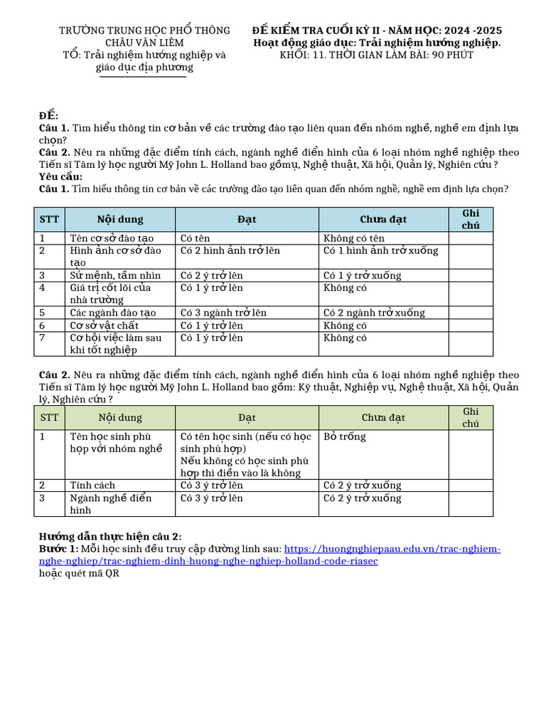 TNHN 11 KTCK2 de Va Yeu Cau Can Dat 2 | PDF