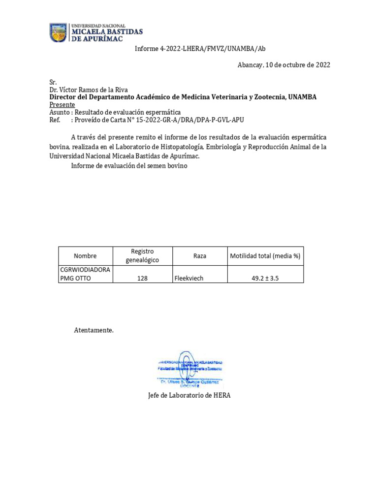 Carta 4-2022 Informe Eval Semen | PDF