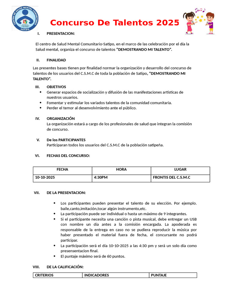 Concurso de Talentos 2025 | PDF | Entretenimiento | Las artes escénicas