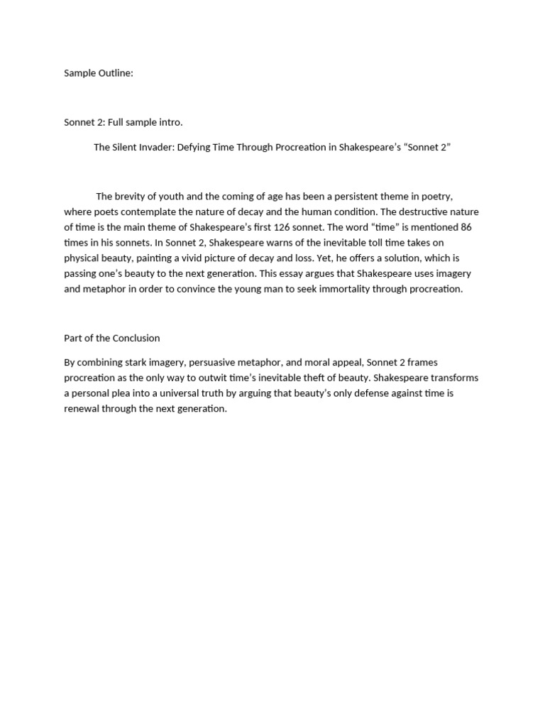 Sample Outline | PDF | Sonnets | Stanzaic Form