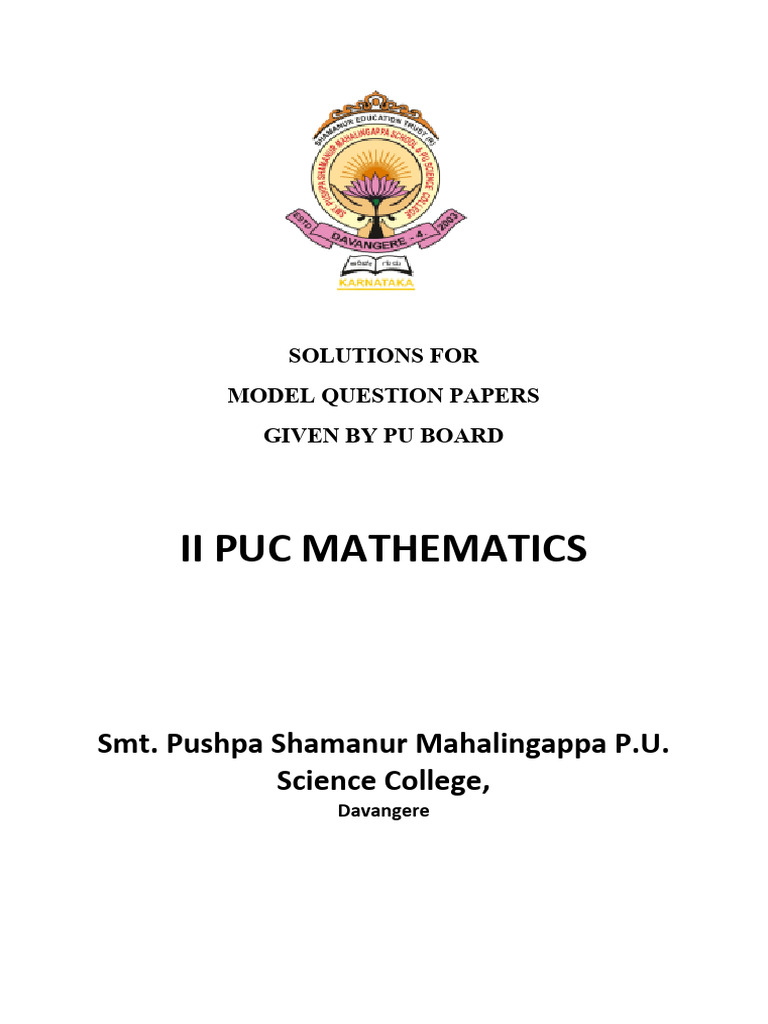 Solutions for Model Question Paper 2025-26 | PDF | Matrix (Mathematics ...