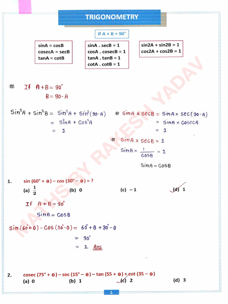 Trigonometry Class Notes -05 | PDF