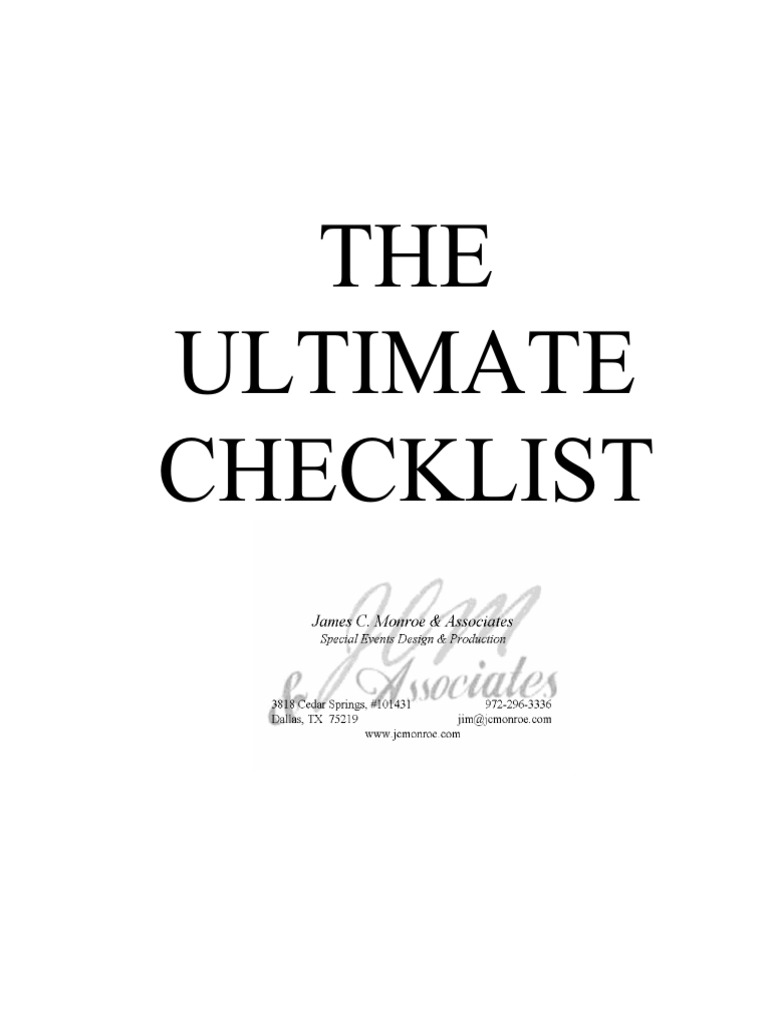 Special Event_Ultimate Checklist.doc | PDF | Bridesmaid