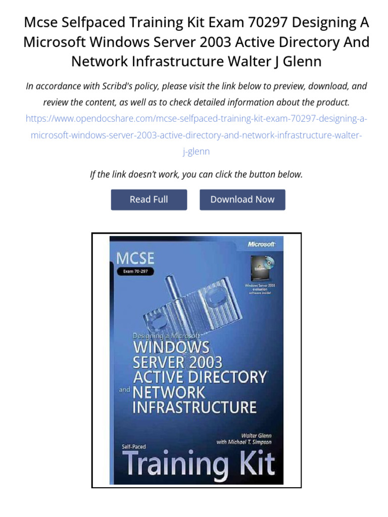Mcse Selfpaced Training Kit Exam 70297 Designing A Microsoft Windows Server 2003 Active ...