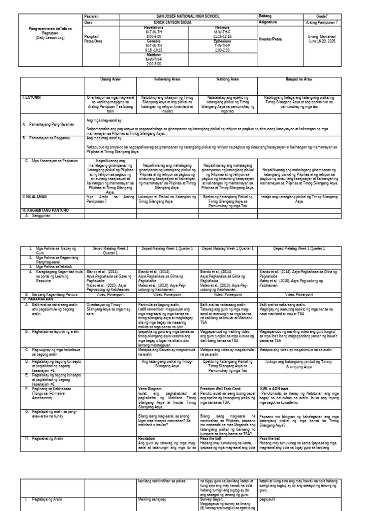 ERICK DLL Hindi Na Matatag 1st Quarter Week 1 | PDF